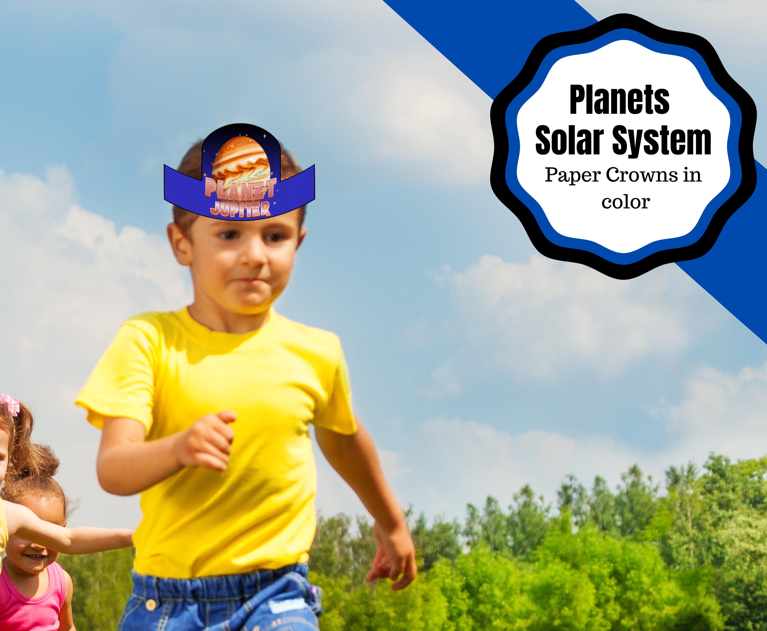 Planet and Solar System Paper Crown, Planets and Sun Colorful Kids ...
