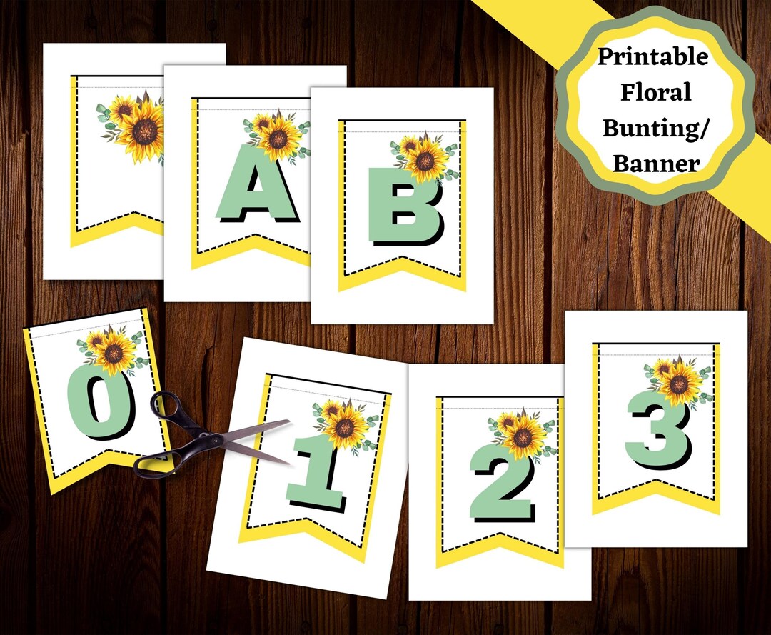 Printable Sunflower, Bunting-banner-pennant. Beautiful Sunflower ...