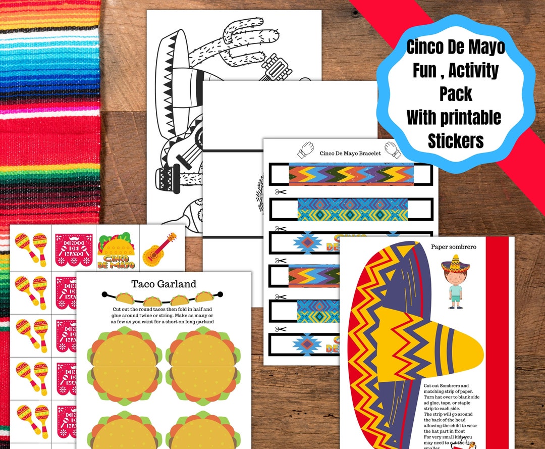 Printable Cinco De Mayo Coloring Sheets, Crafts, and Decorations - Etsy