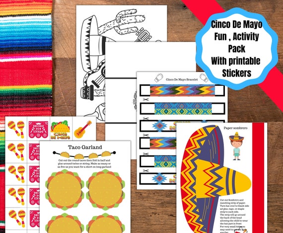 Printable Cinco De Mayo Coloring Sheets Crafts and | Etsy