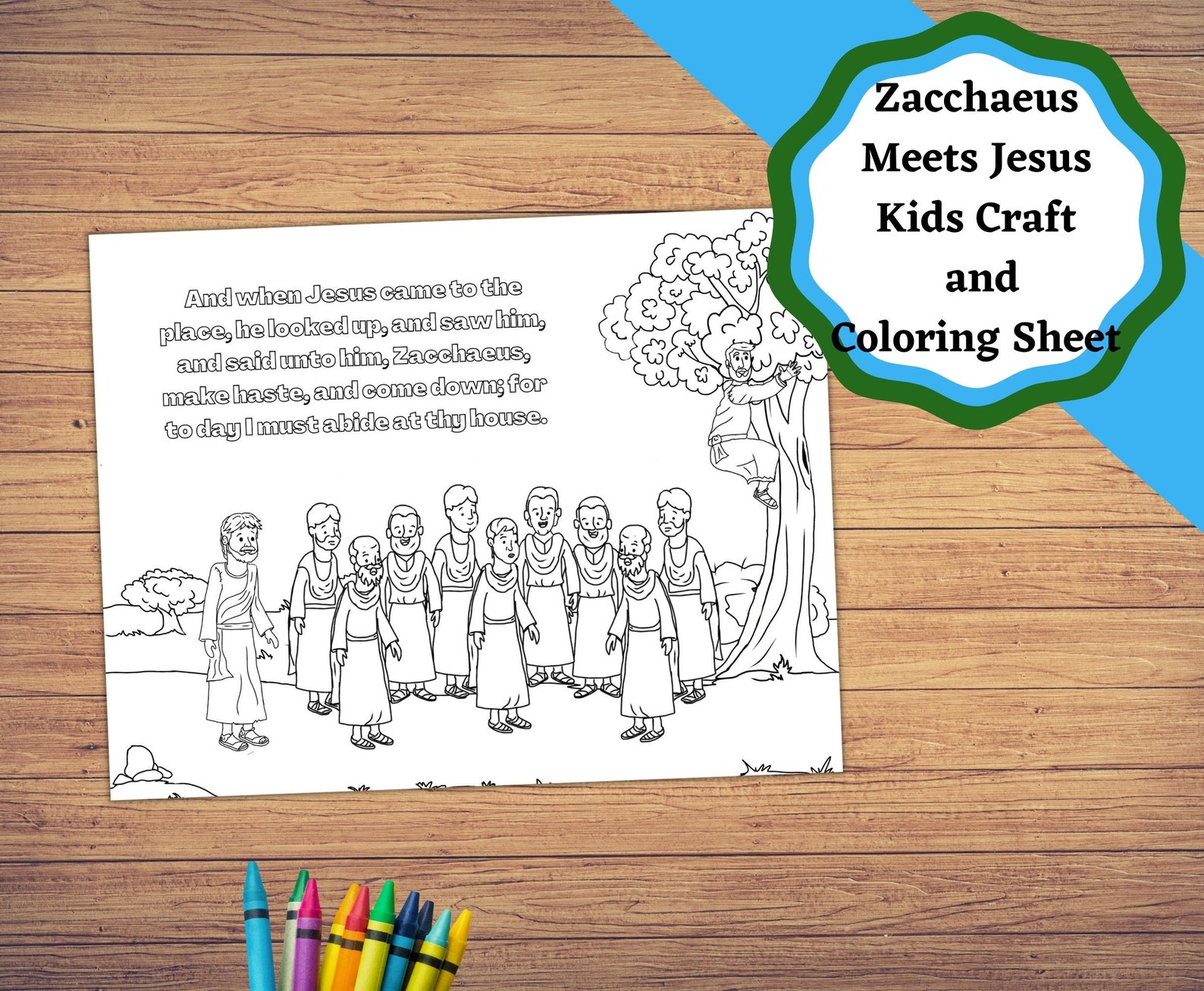Printable Zacchaeus Meets Jesus Church Craft and Coloring Sheet - Etsy