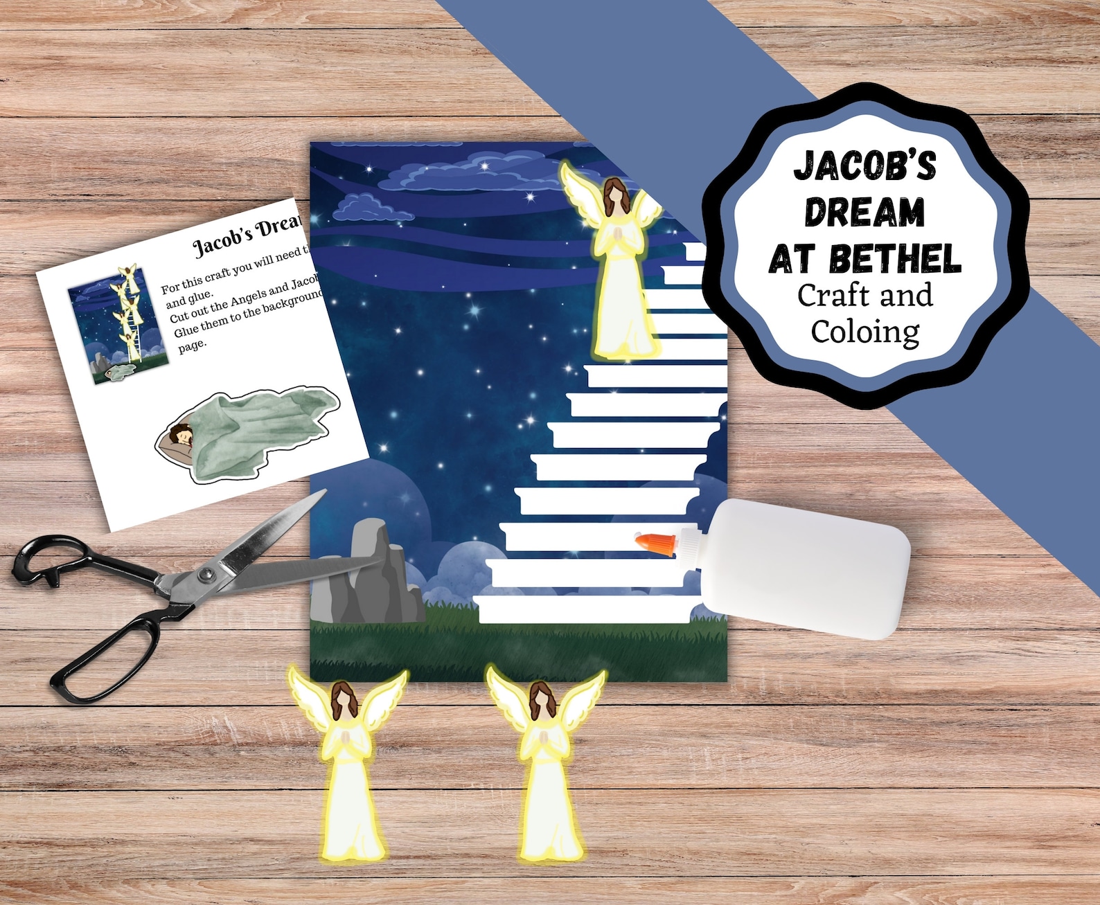Printable Craft for the Story of Jacob's Dream at Bethel. A Bible Based ...