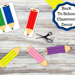 Back to School Printable Classroom Decorations, Colored Pencil ...