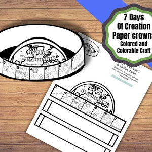 Printable 7 Days of Creation Paper Crown. in the Beginning Colorable ...