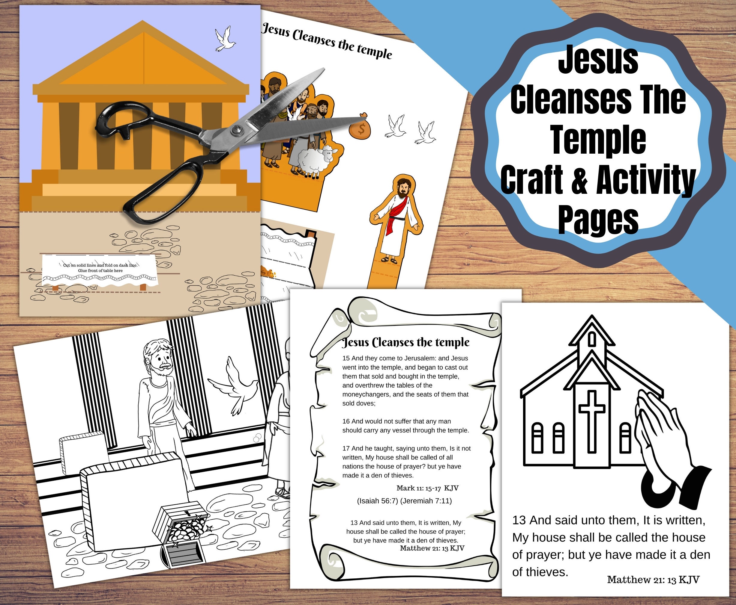 Printable, Jesus Cleanses the Temple Craft, Coloring, Scripture Pages ...