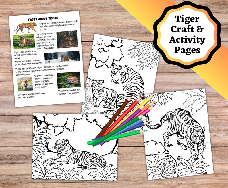 Printable Tiger Craft and Activity Set. Build a Tiger, Tiger in Jungle ...