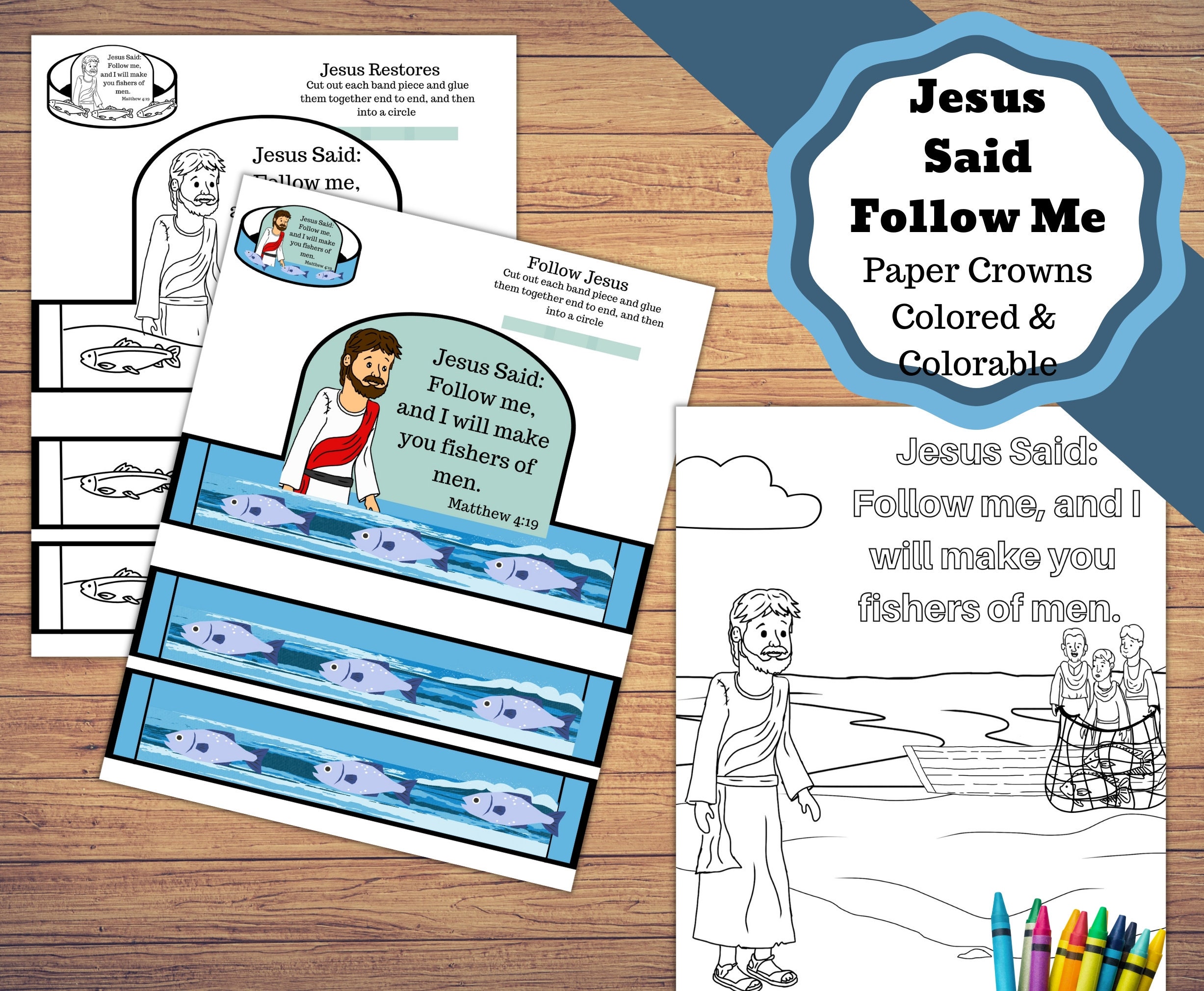 Printable Jesus Said Follow Me, Paper Crowns, Follow Jesus, Fishers of ...