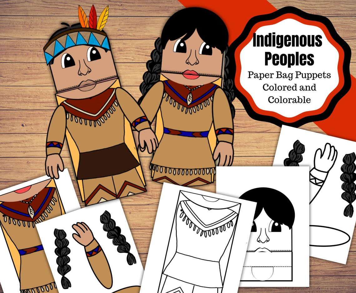 Indigenous People Paper Bag Puppets, Native American Paper Bag Puppets ...