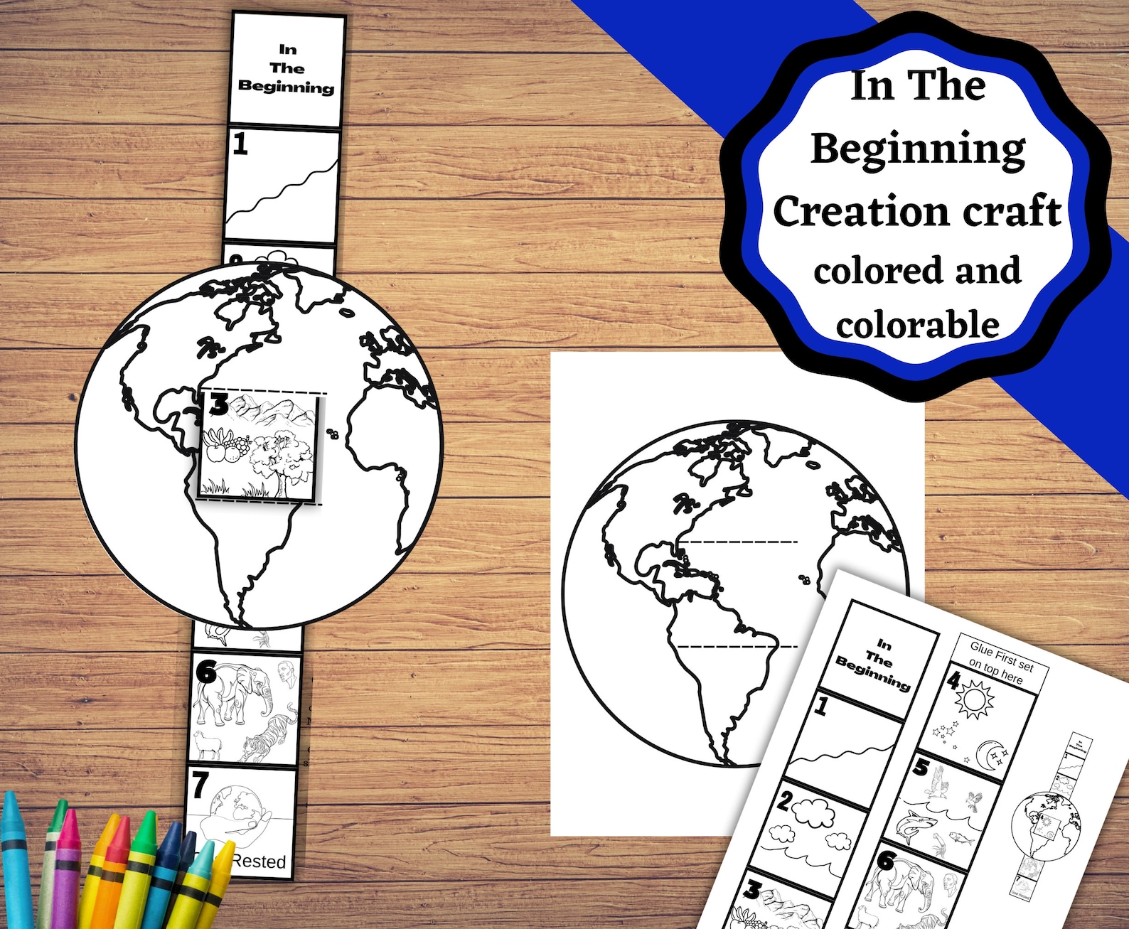 Printable Creation Bible Craft. Kids Craft for the 7 Days of Creation ...