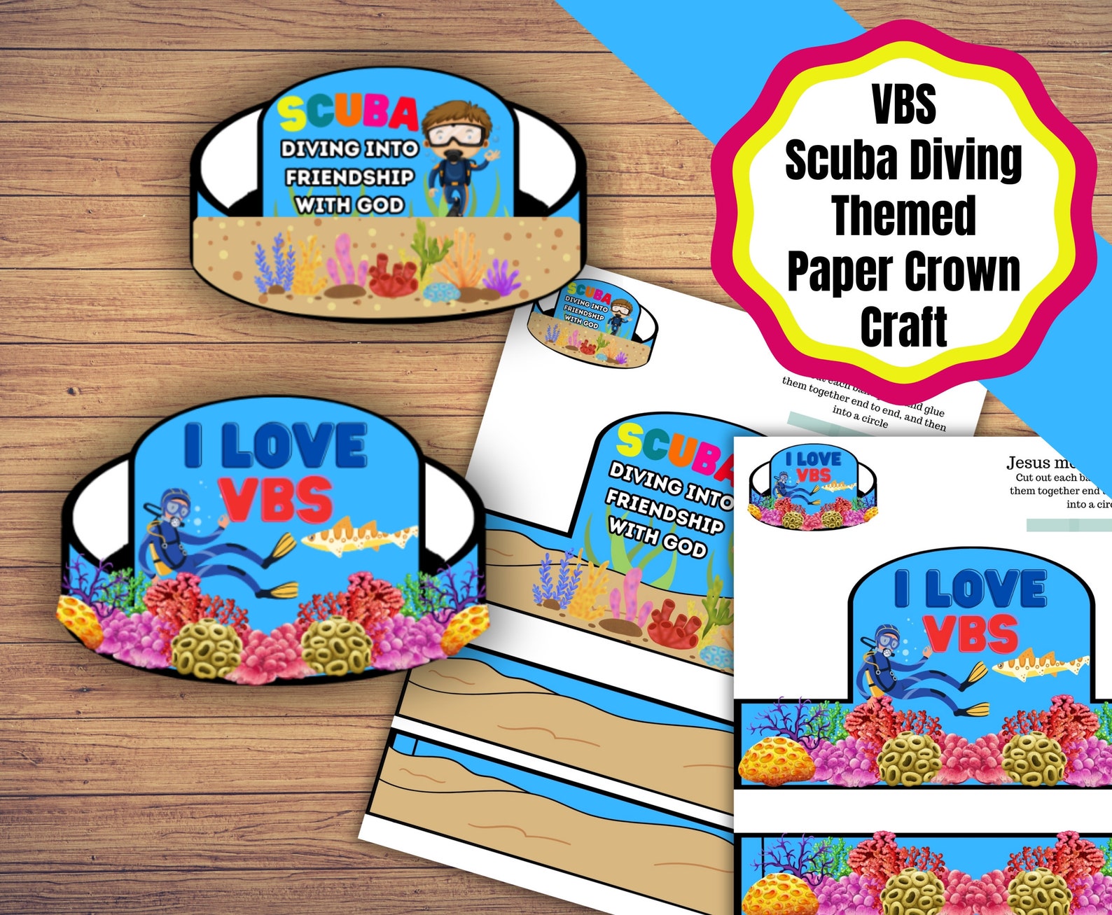 VBS Diving Themed Printable Paper Crowns. Scuba Diving Themed Printable ...