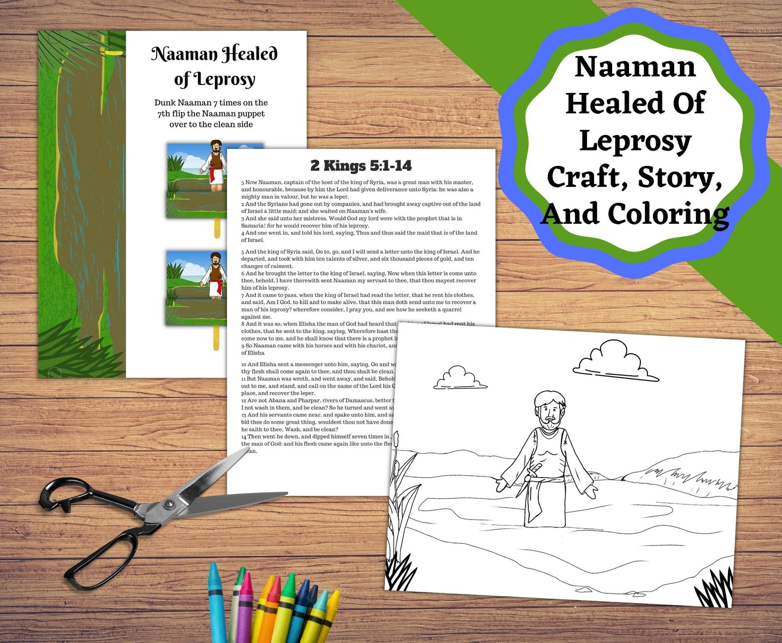 Naaman Healed of Leprosy, Printable Craft, Story, and Coloring Page ...