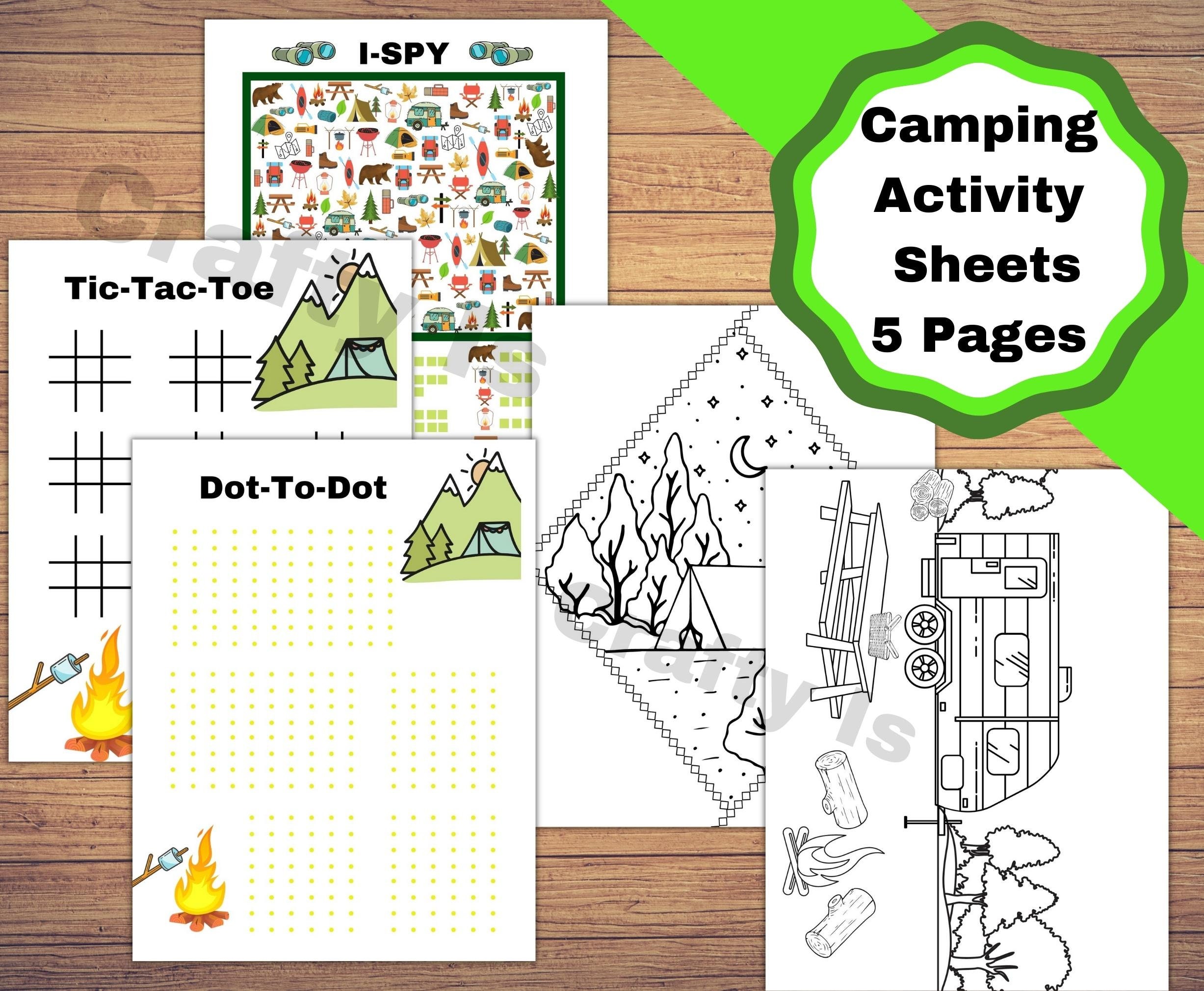Printable Camping Themed Games and Activity Sheets, Camping Coloring ...