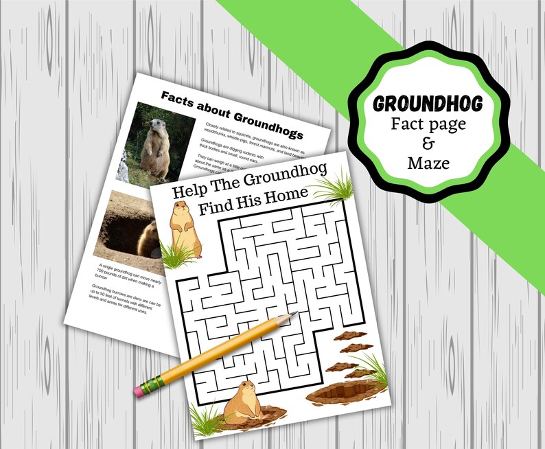 Groundhog Day Printable Educational and Craft Set. Colorable Puppet ...