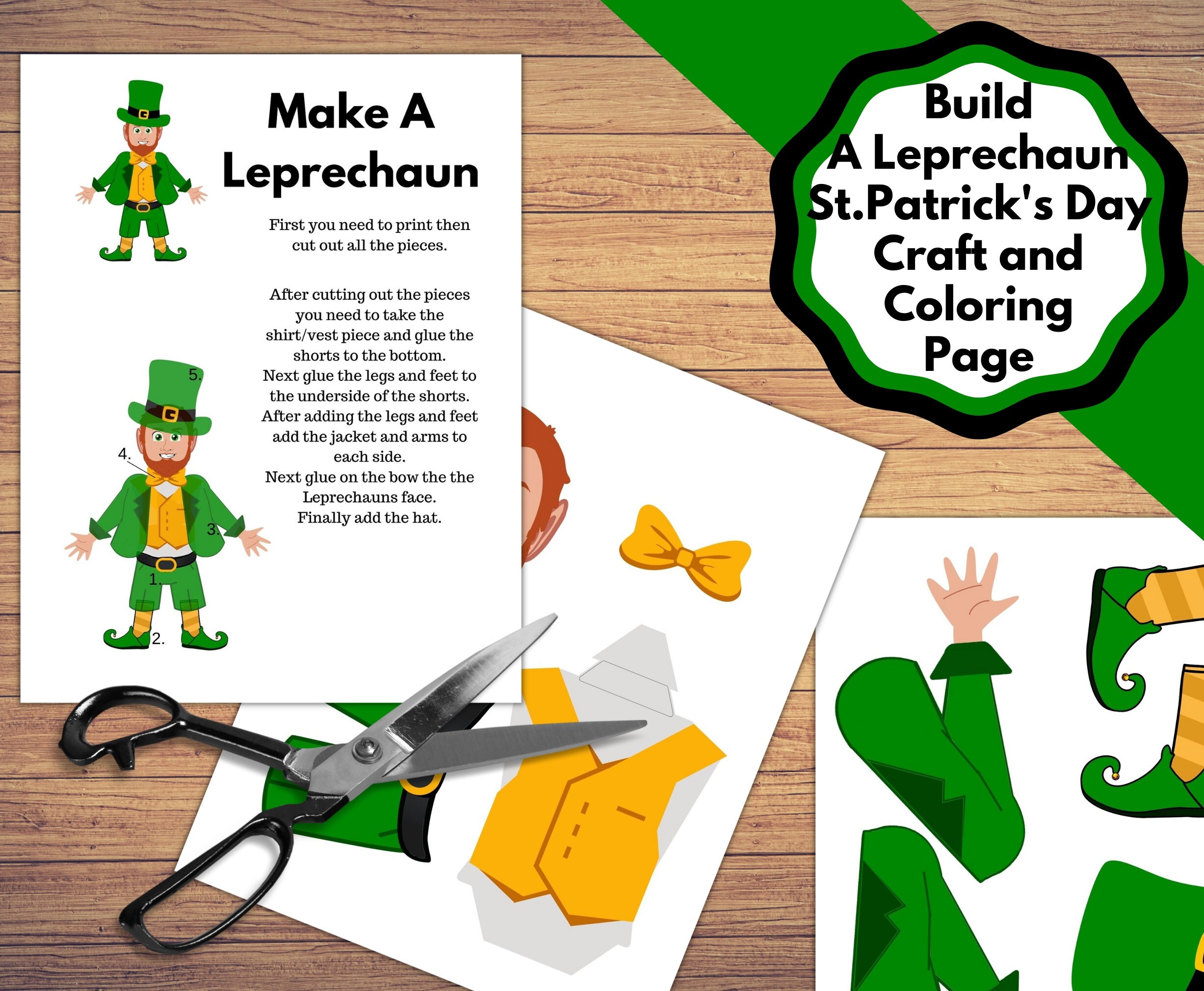 Build A Leprechaun, Printable St. Patrick's Day Craft. Leprechaun Kids ...