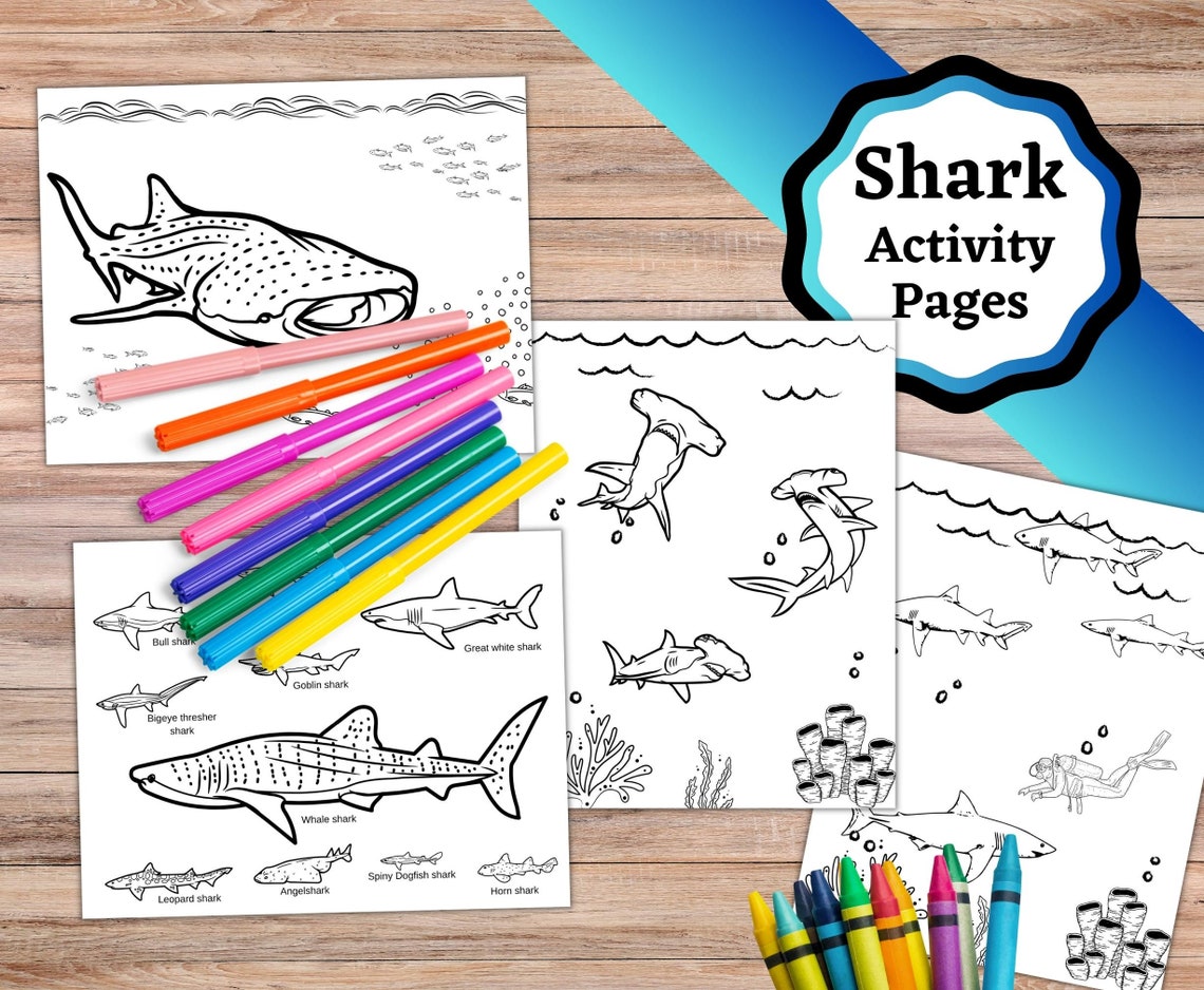 Printable Shark Themed Activity Pages. Shark Word Search, Shark Cut and ...