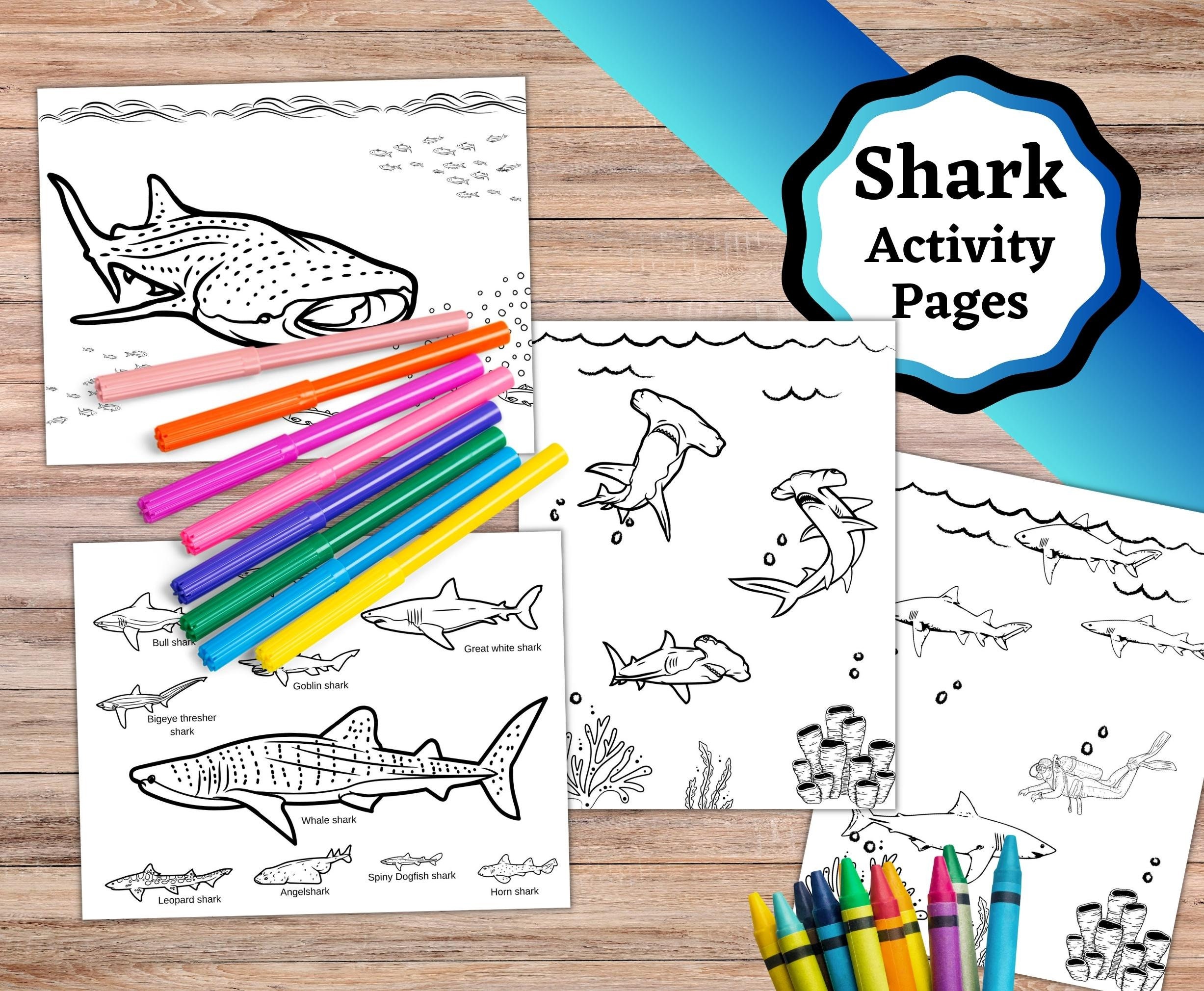 Printable Shark Themed Activity Pages. Shark Word Search, Shark Cut and ...