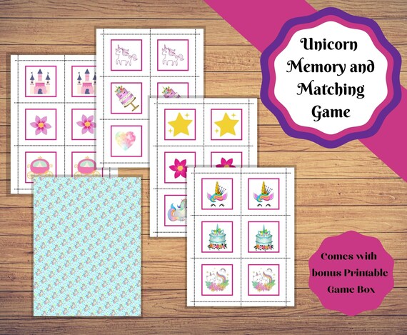 Matching Memory Game With Unicorn Theme. Memory Game for Kids | Etsy