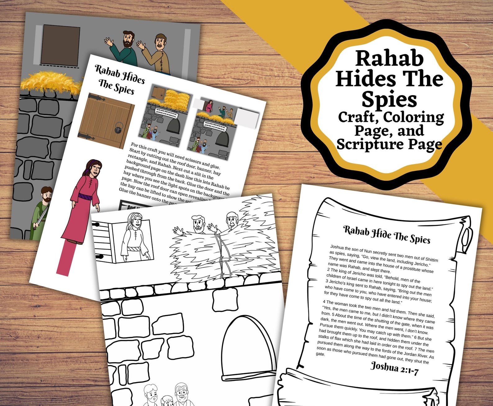 Rahab Hides the Spies, Bible Story Craft. Kids Bible Craft and Coloring ...