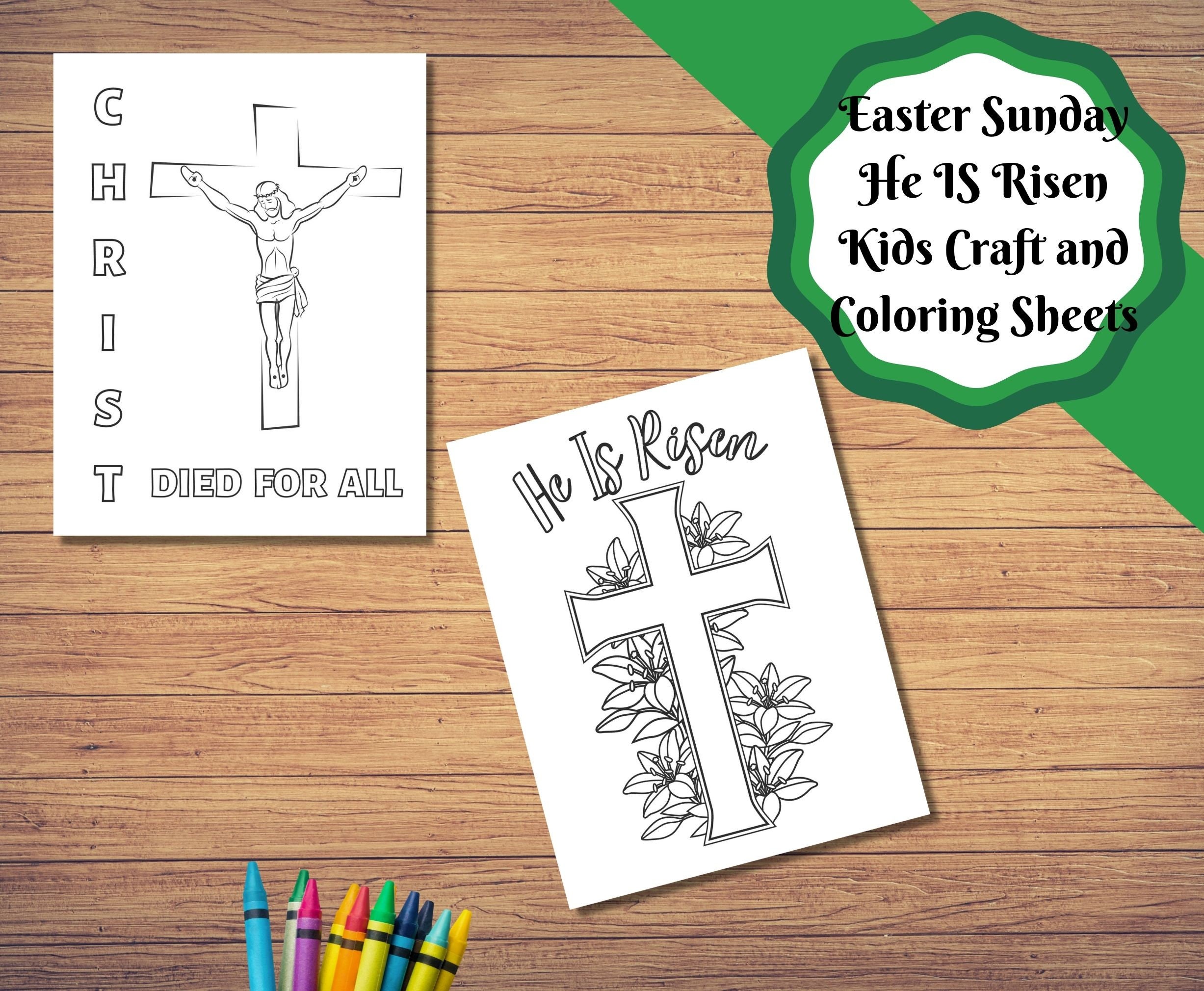Easter Sunday Printable, He is Risen Kids Craft/activity and Coloring ...