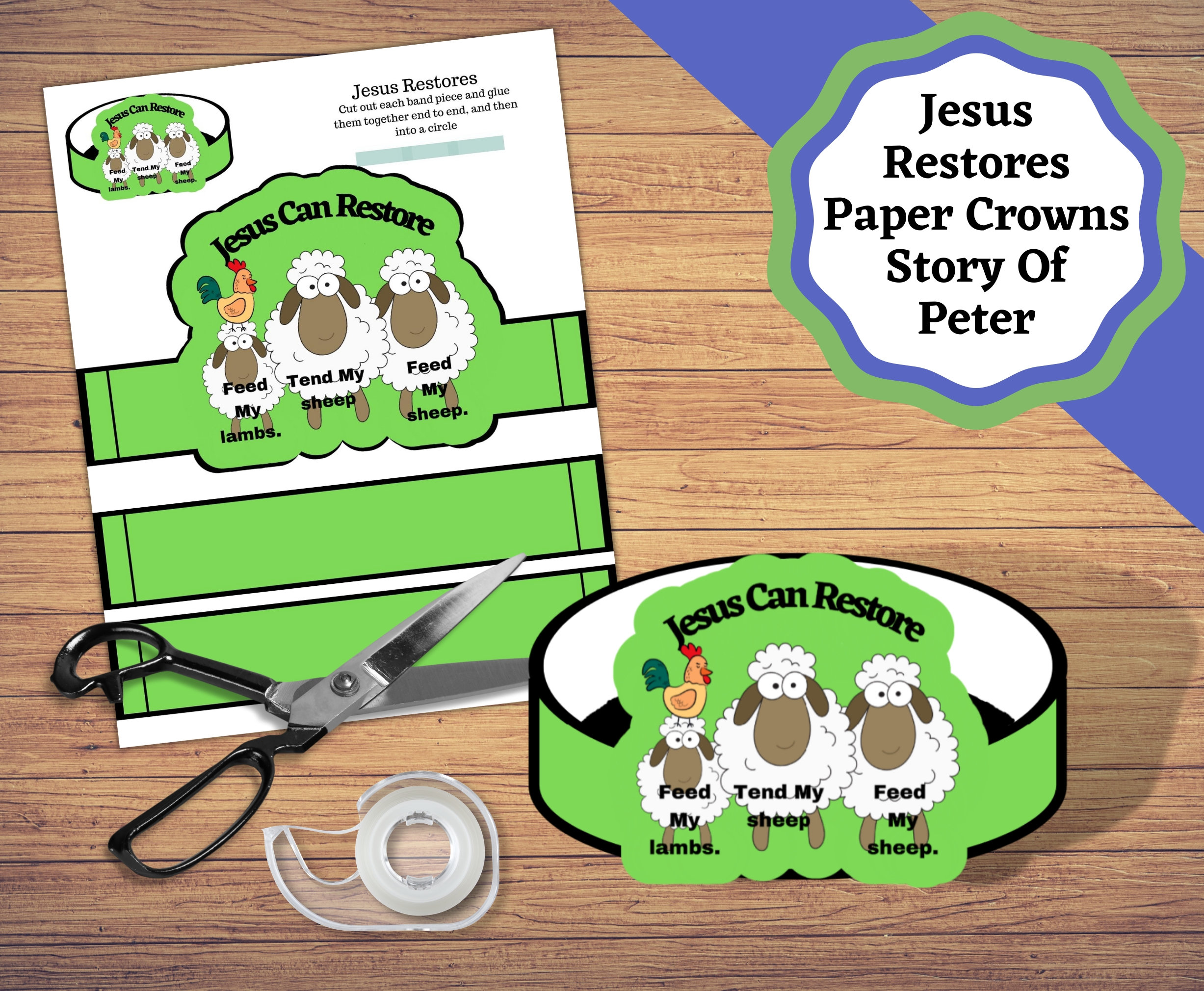 Printable Jesus Restores Paper Crowns Craft, the Story of Peter Paper ...
