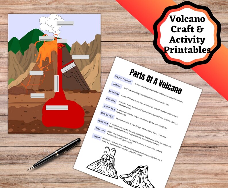 Printable Volcano Craft Pages, Craft, Activity, Coloring, and Maze ...