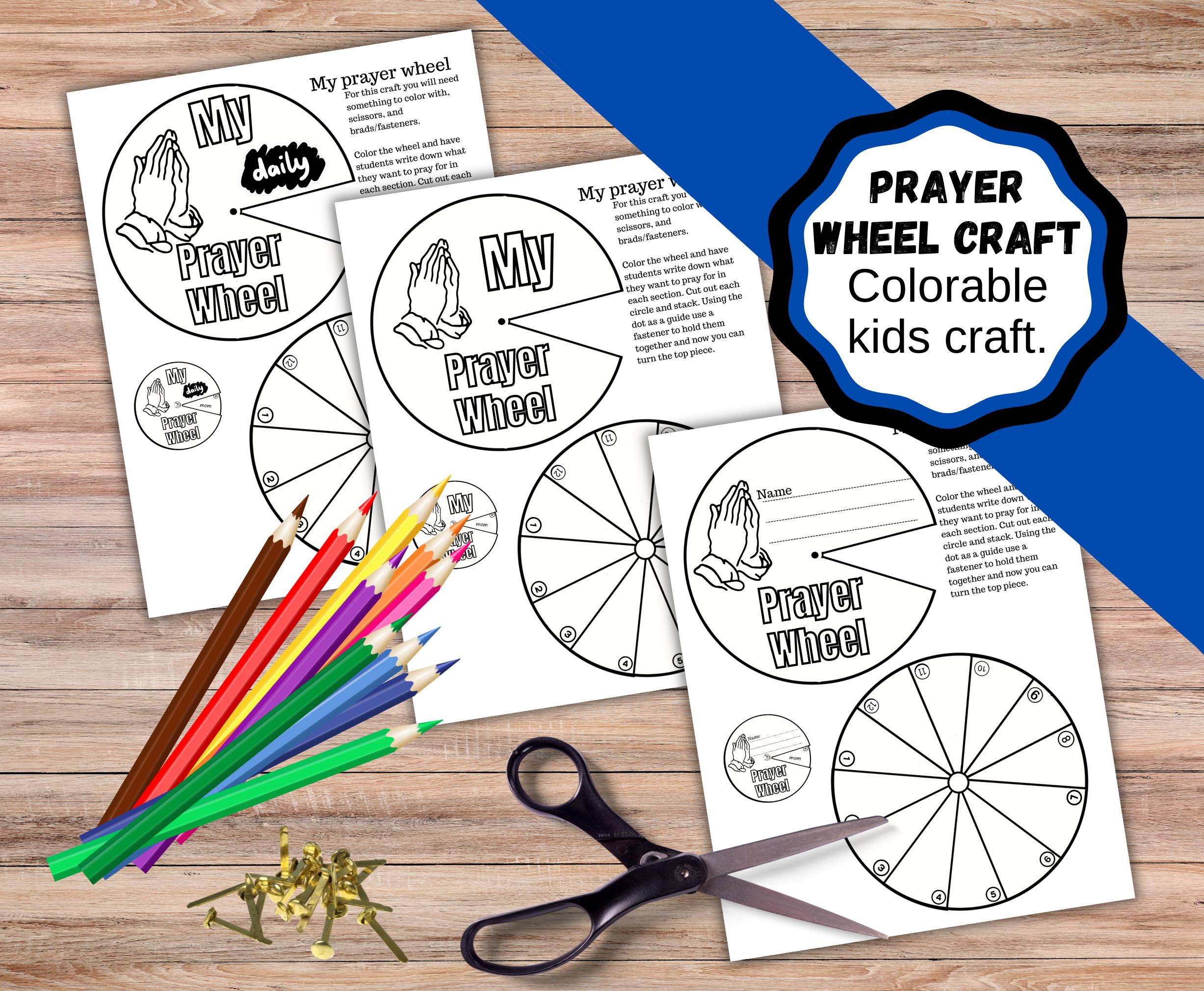Prayer Wheel, Kids Craft. Colorable Prayer or Praying Craft for Kids ...