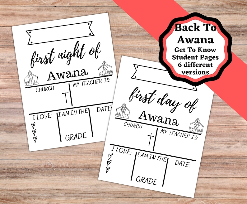 Printable Back to Awana Student Pages. Get to Know Your Students Pages ...