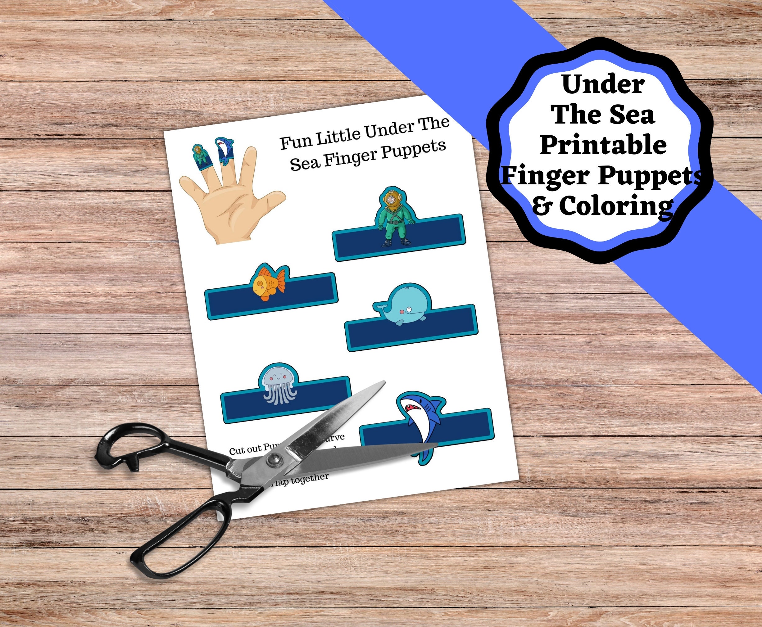 Printable Ocean Themed Finger Puppets and Ocean Themed Coloring Pages ...