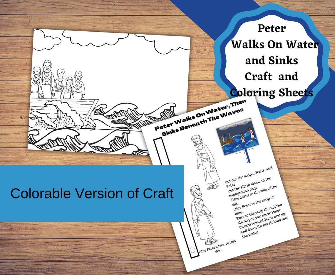 Peter Walks on Water and Sinks Beneath the Water, Printable Craft in ...