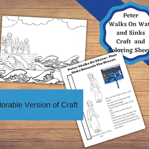 Peter Walks on Water and Sinks Beneath the Water, Printable Craft in ...