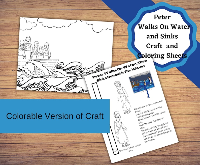 Peter Walks on Water and Sinks Beneath the Water, Printable Craft in ...