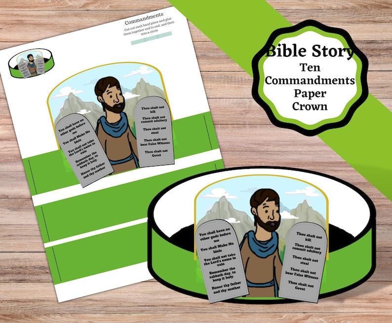 Printable 10 Commandments Paper Crown Craft for Kids. Paper Head Band ...
