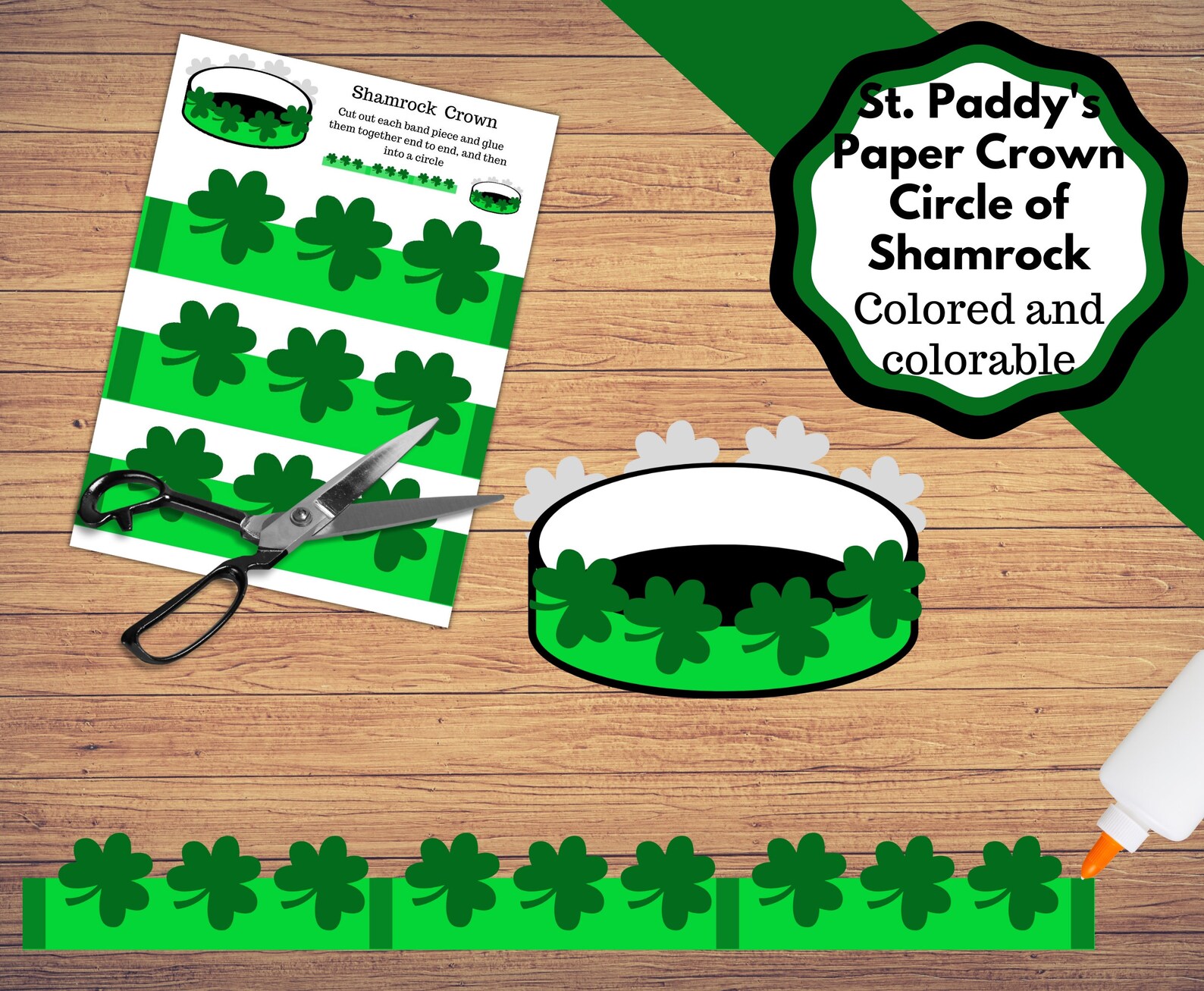 Printable Paper Shamrock Crown for Kids, St. Patrick's Day Kids Craft ...