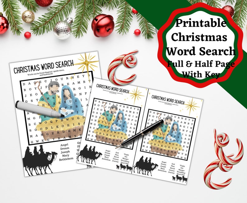 Christmas Nativity Printable Word Search in Full Page and Half Page ...