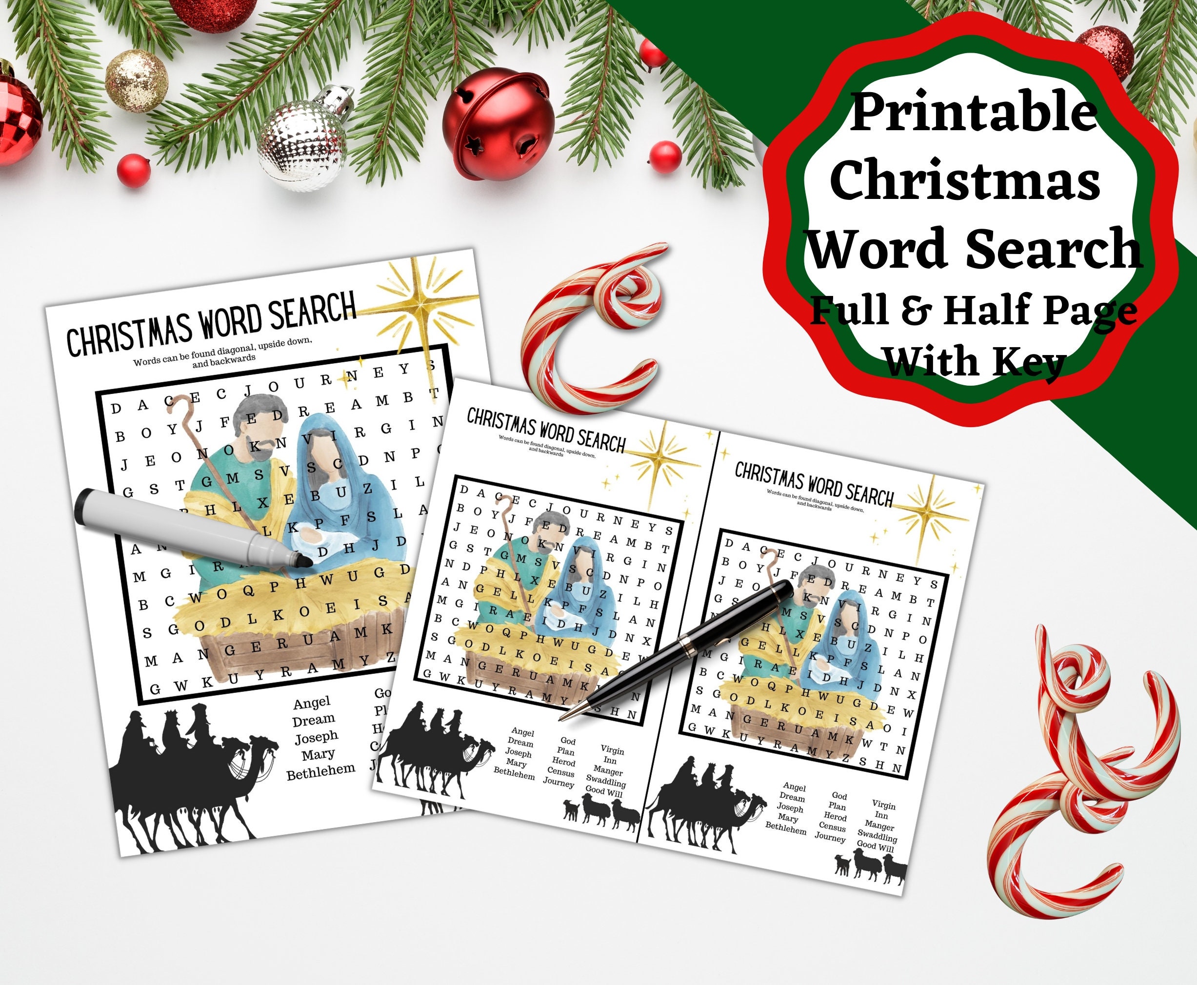 Christmas Nativity Printable Word Search in Full Page and Half Page ...