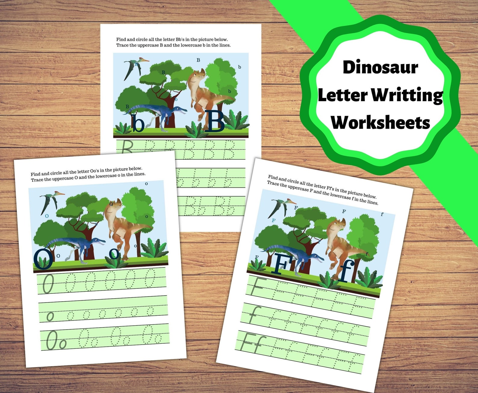 Dinosaur Themed Children's Printable Letter Writing Practice Worksheets ...