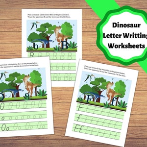 Dinosaur Themed Children's Printable Letter Writing Practice Worksheets ...