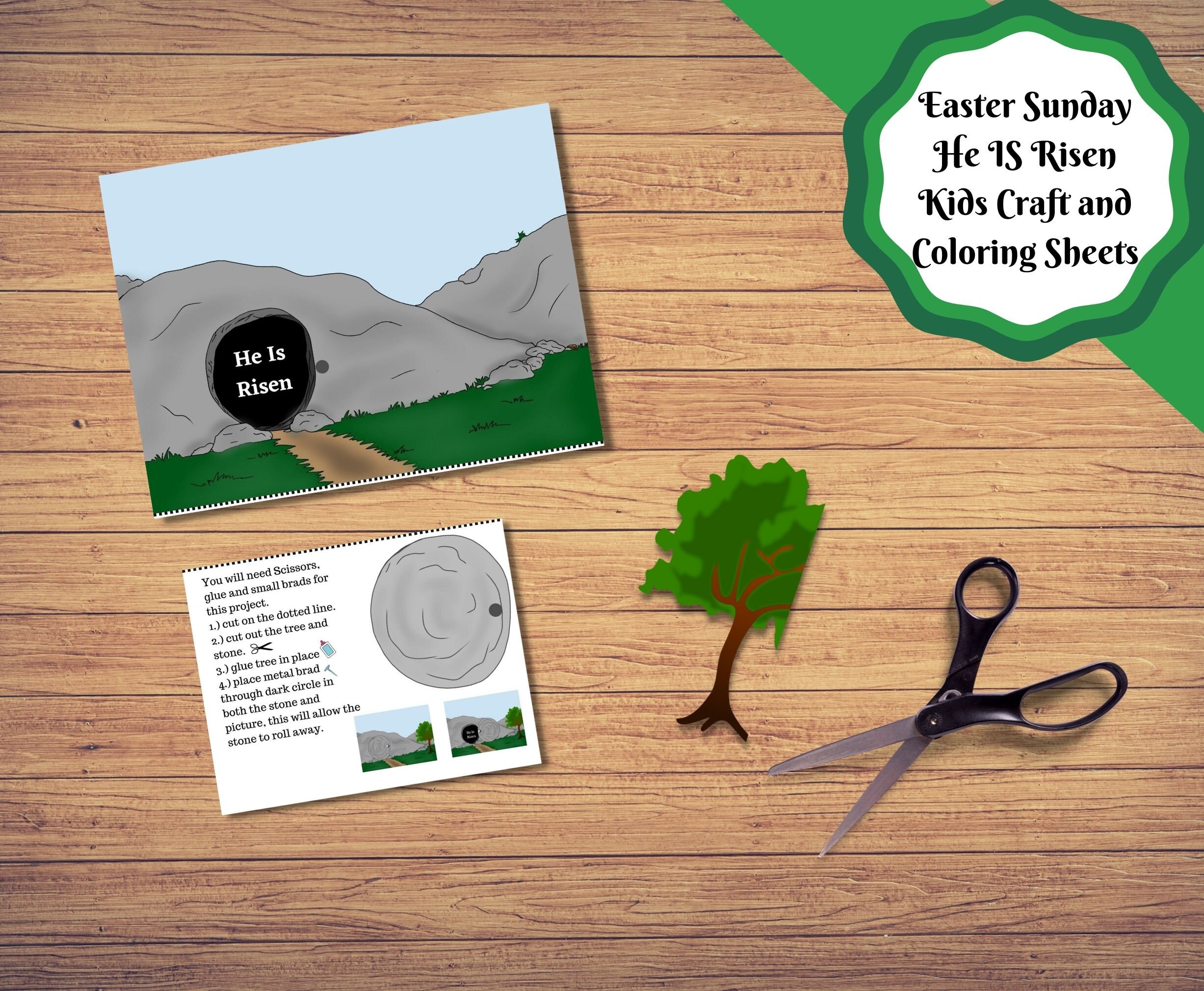 Easter Sunday Printable, He is Risen Kids Craft/activity and Coloring ...