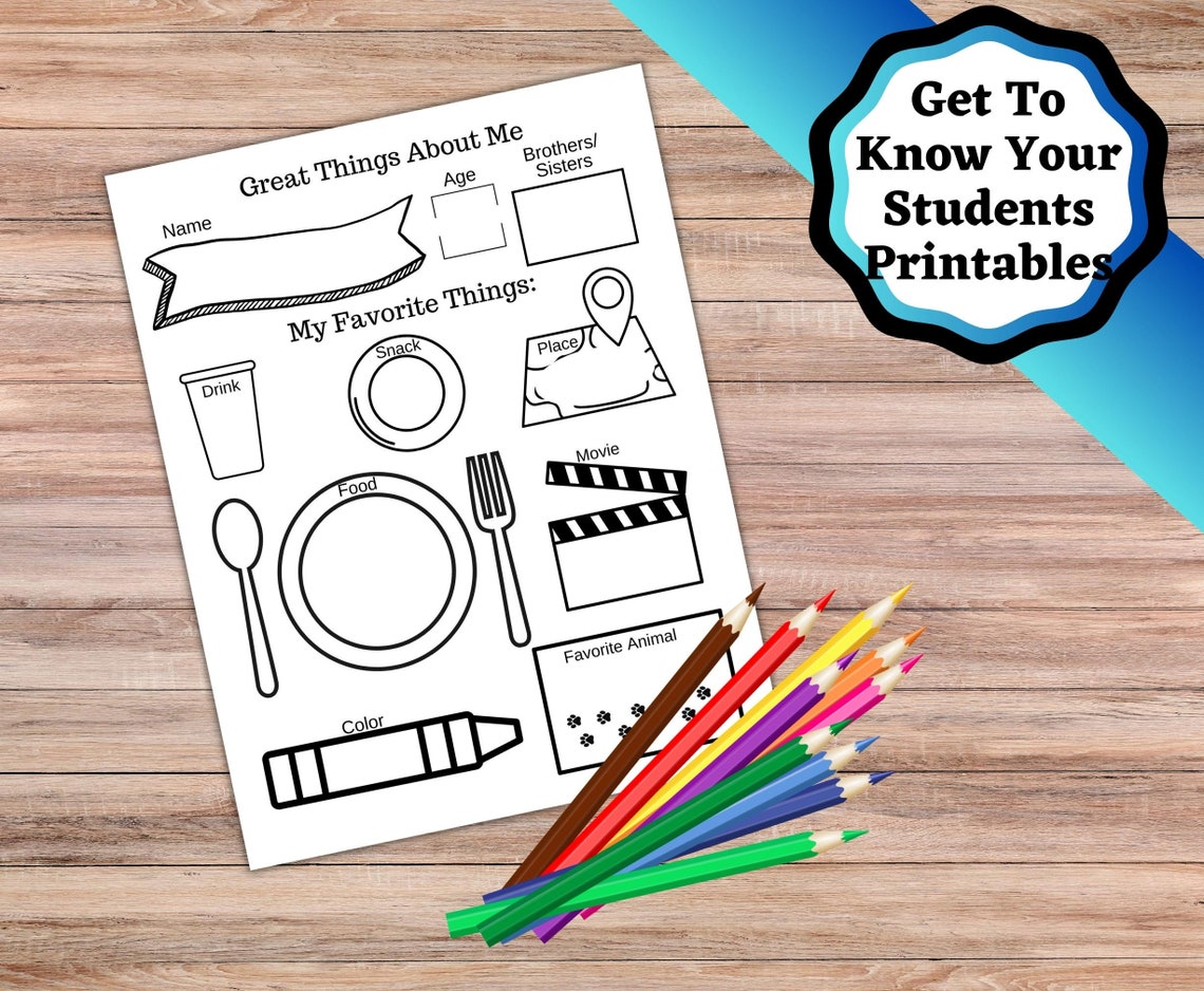 Printable About Me Pages for Students, Self Portrait Page, Favorite ...