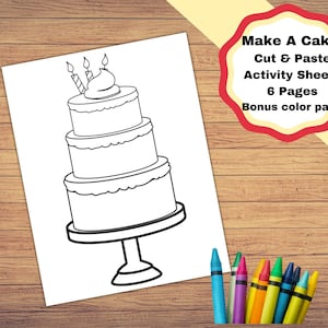 Printable Lets Make a Cake Activity Sheets. Decorate a Cake - Etsy