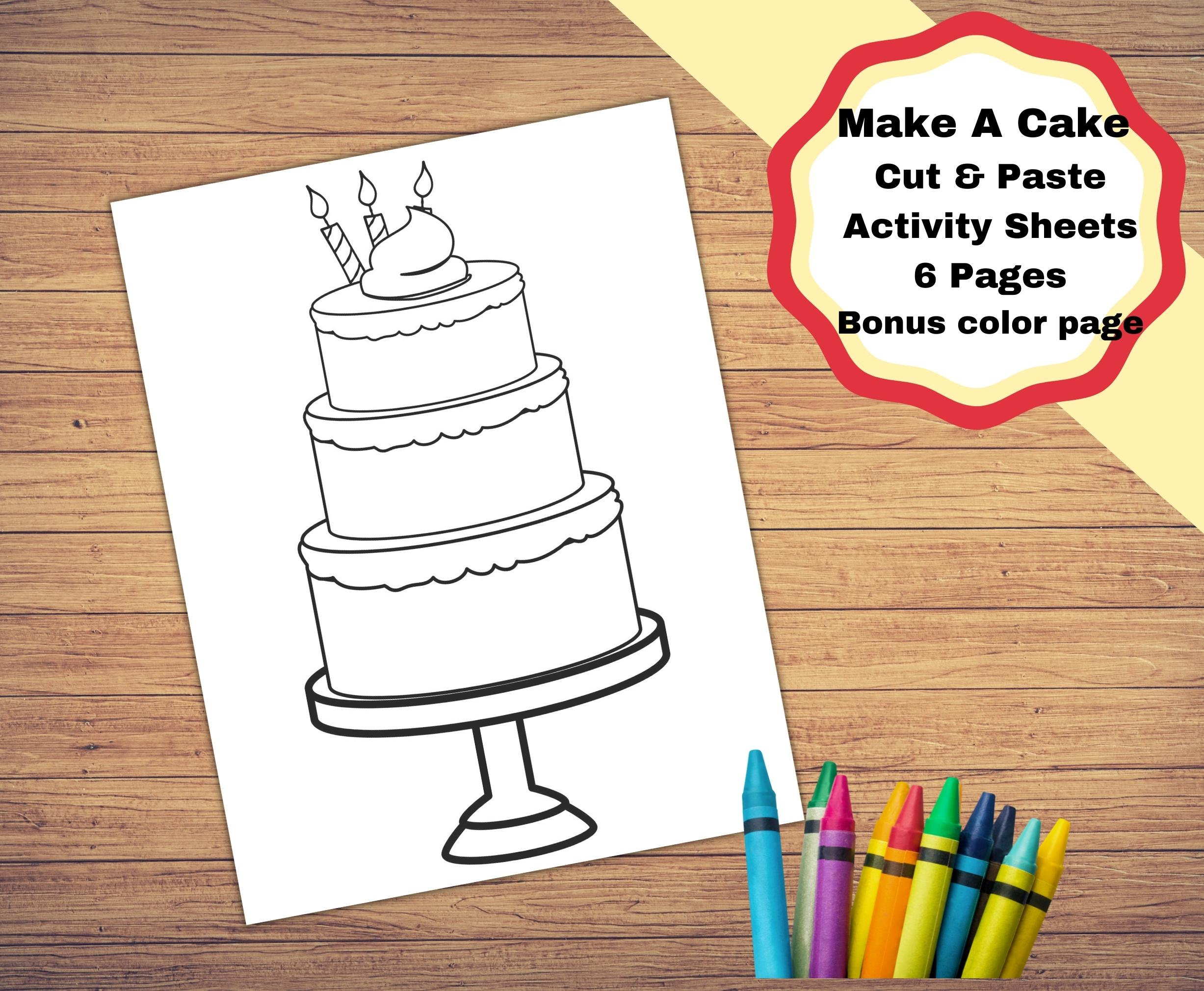 Printable Lets Make a Cake Activity Sheets. Decorate a Cake - Etsy