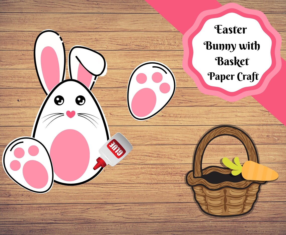 Easter Bunny Kids Paper Craft, Printable Kids Easter Project. Bunny DIY ...
