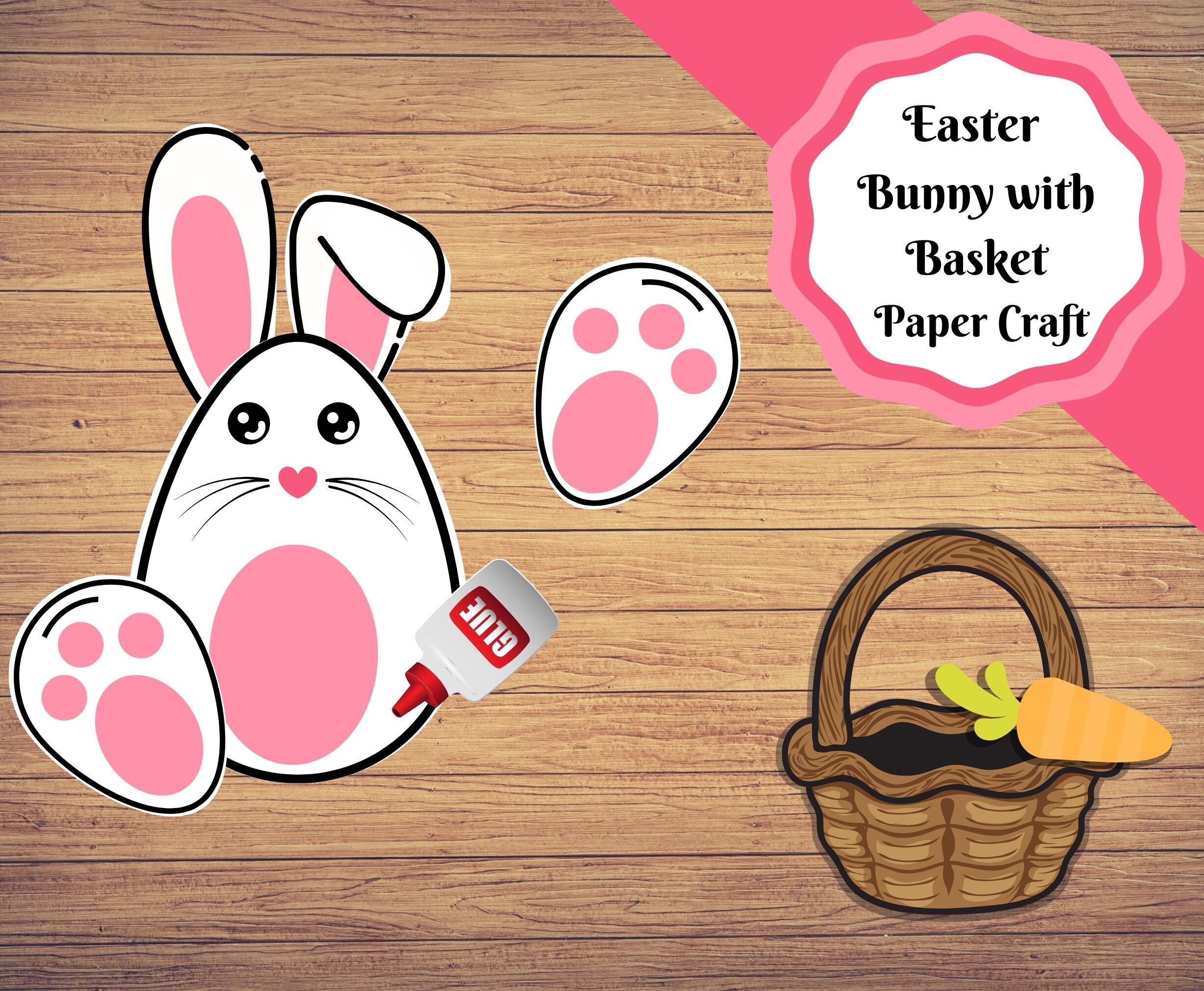 Easter Bunny Kids Paper Craft, Printable Kids Easter Project. Bunny DIY ...