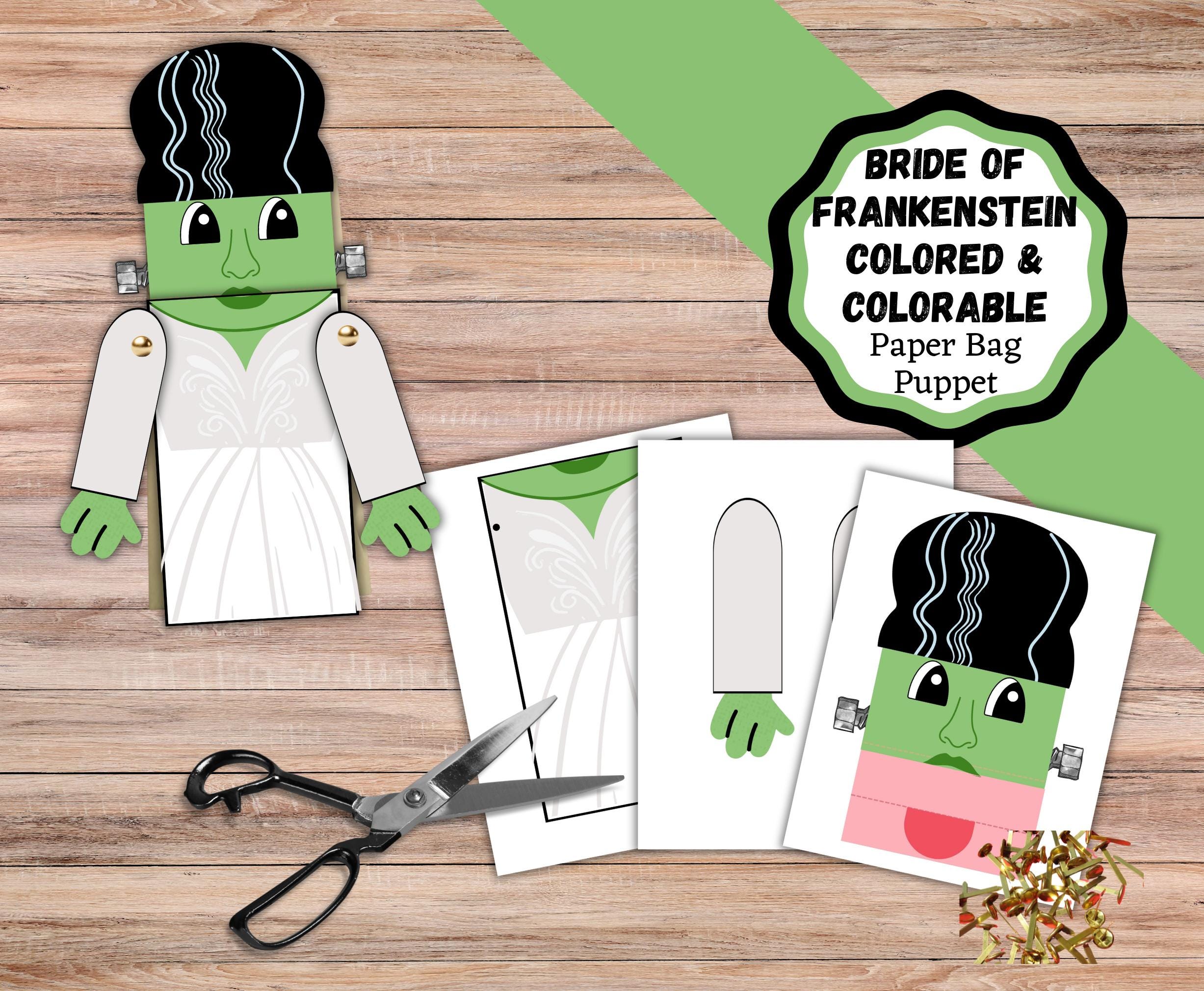 Bride of Frankenstein Paper Bag Puppet, Paper Bag Puppet Kids Craft for ...