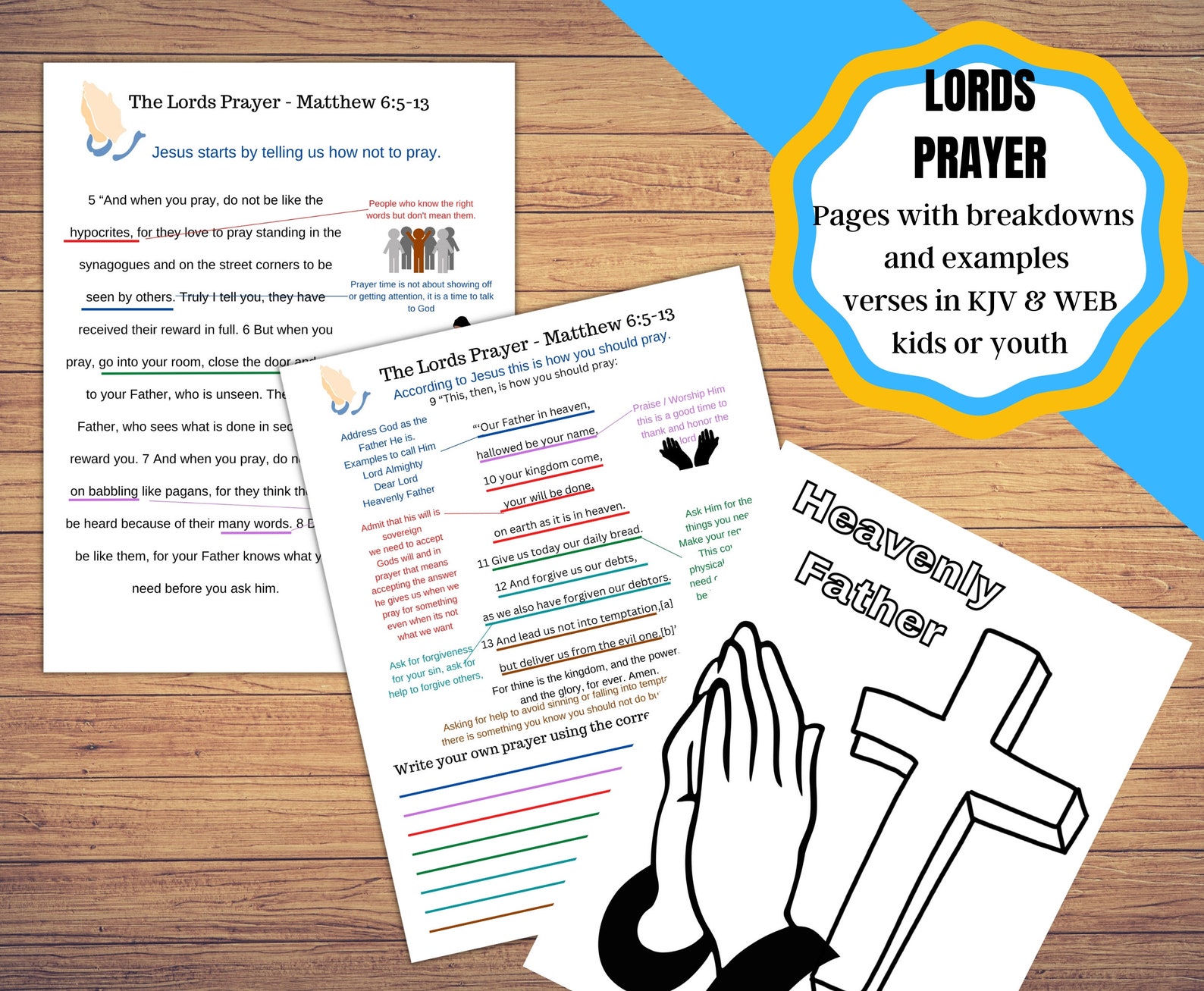 Printable Work Pages for Teaching the Lords Prayer to Kids and Youth ...