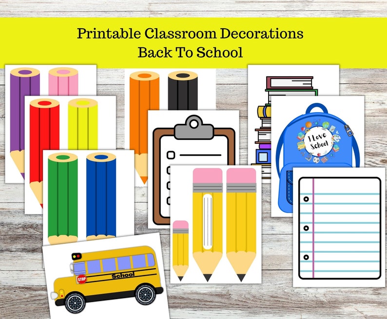 Back to School Printable Classroom Decorations, Colored Pencil ...