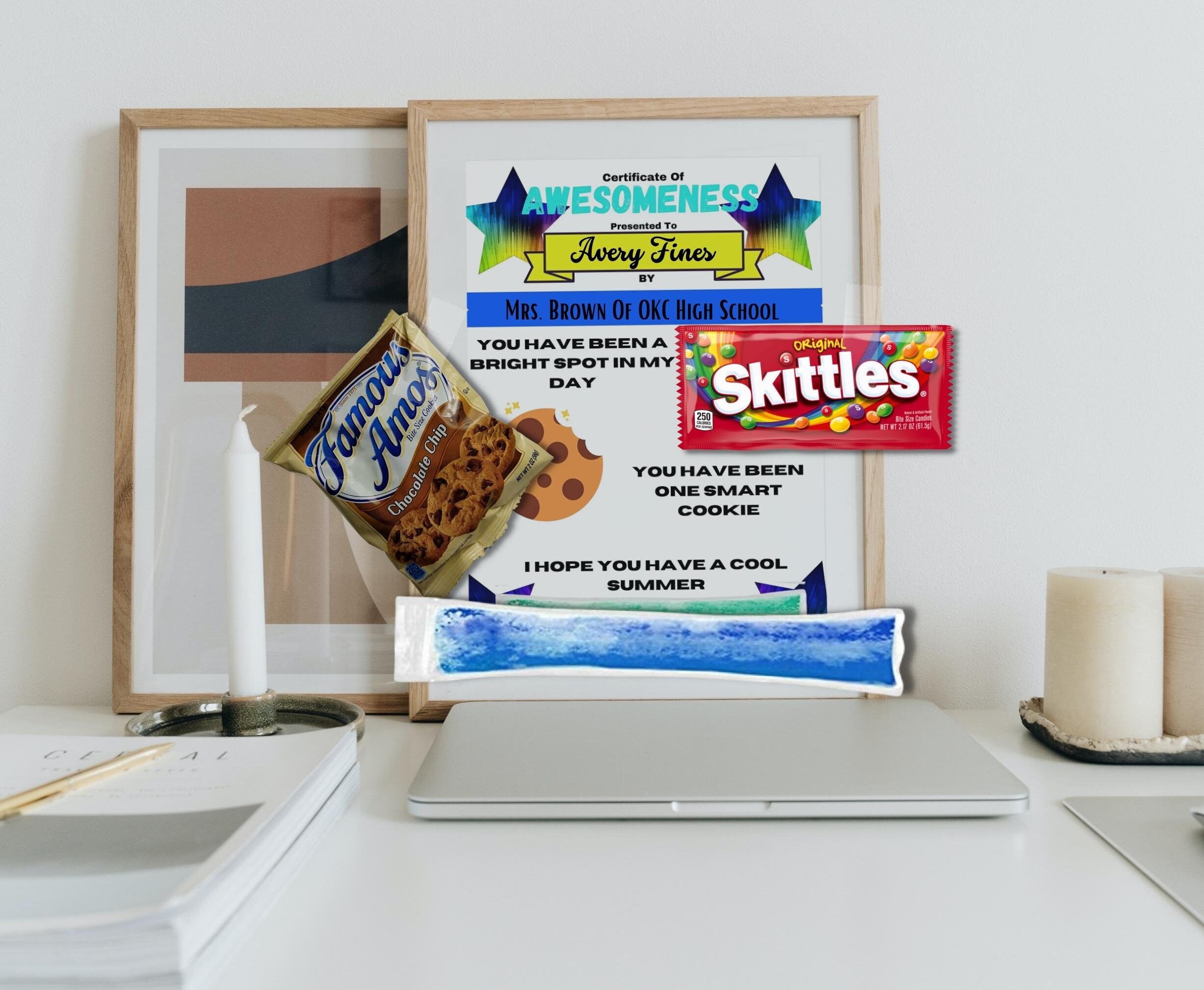 Student Certificate/award Gift From Teacher Editable File Candy Pun ...