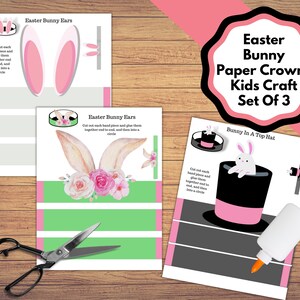 Printable Easter Paper Crowns, Bunny Ears, Bunny in Top Hat, Easter ...