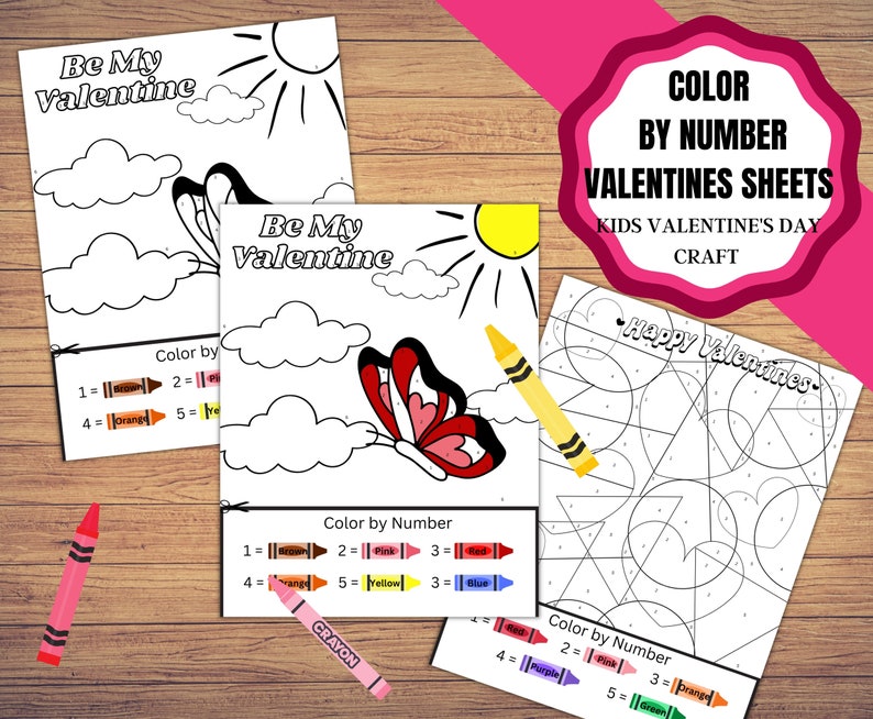 Printable Color by Number Valentine's Day Coloring Pages. Two Color by ...