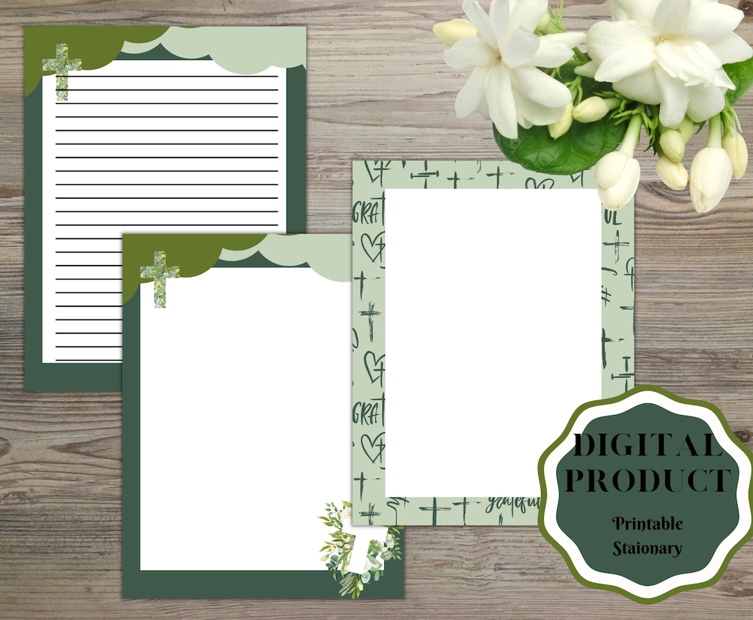 Printable Christian Stationary, Blue and Green Peaceful Stationary With ...